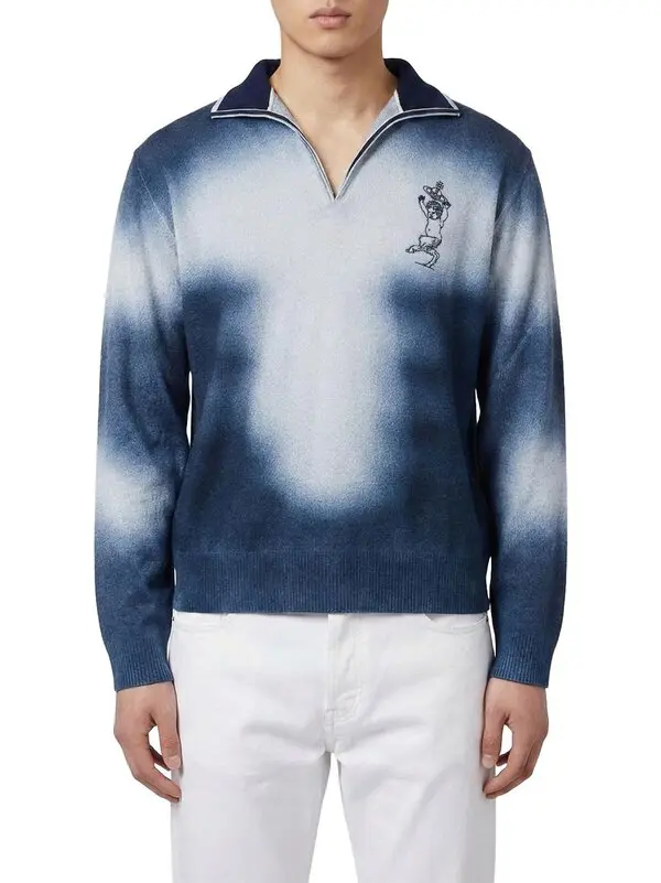 VIVIENNE WESTWOOD Printed Merino Wool And Cashmere Pullover - Blue