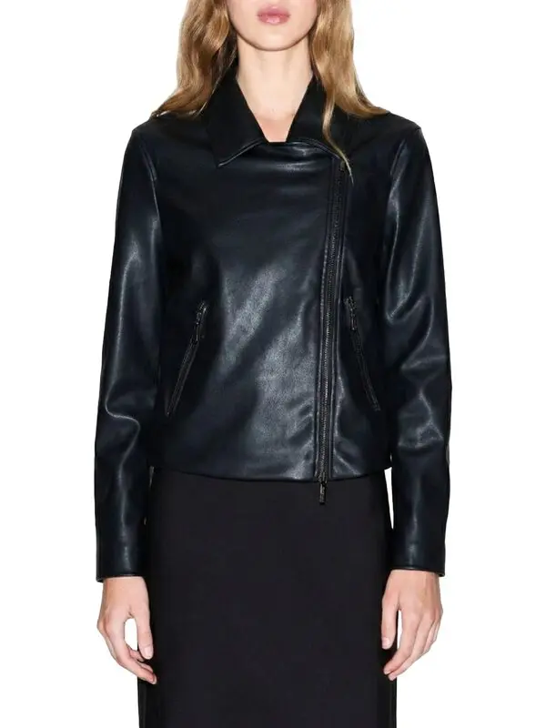 Armani Exchange Leather Biker Jacket - Black
