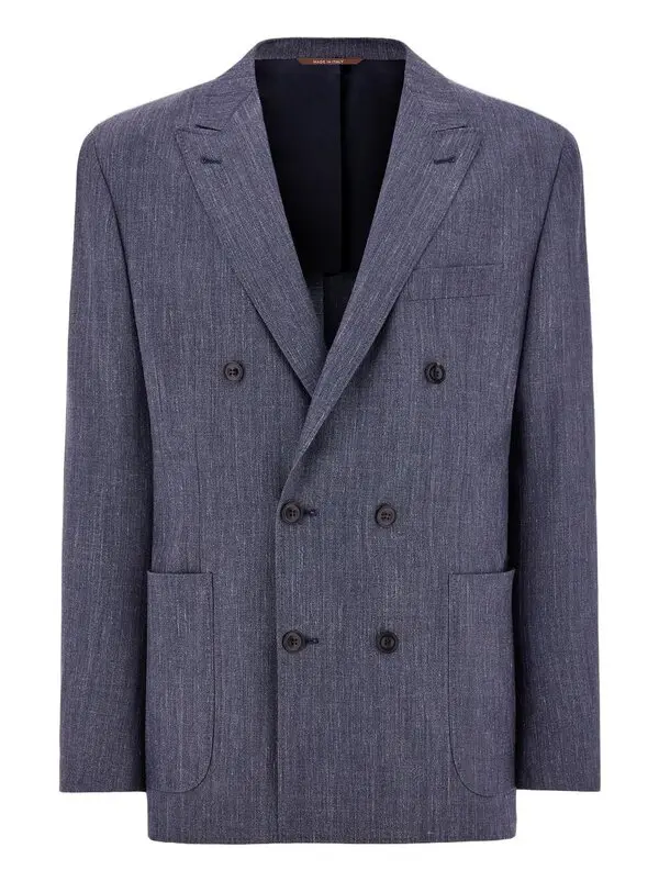 Canali Linen And Wool Modern-fit Jacket - Blue