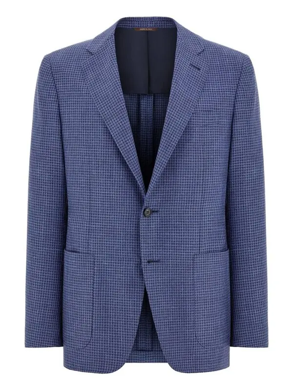 Canali Modern-fit Check Jacket - Light Blue
