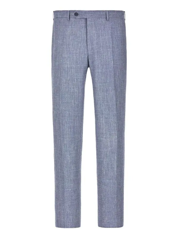 Canali Wool, Silk, And Linen Travel Trousers - Blue
