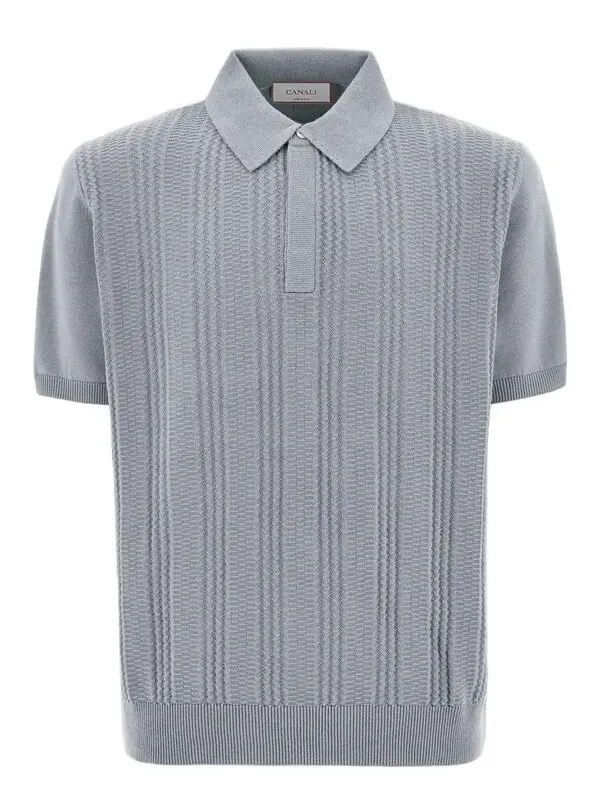 Canali Brianza Cotton And Modal Polo Shirt With Vertical Workmanship - Green