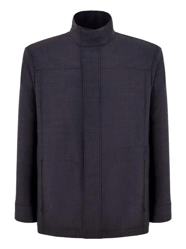 Canali Wool Field Jacket With Rain Protection - Blue