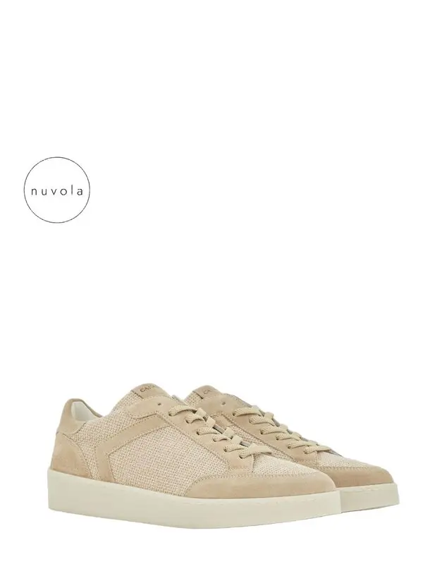 Canali Nuvola Woven Canvas And Suede Sneakers - Beige