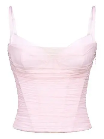 House Of Cb Lini Satin And Mesh Corset Top - Blush Pink