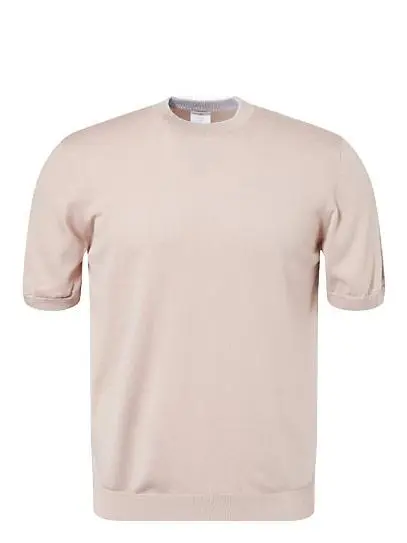Eleventy Sea Island Knitted Cotton T-shirt - Dusty Pink, Light Gray