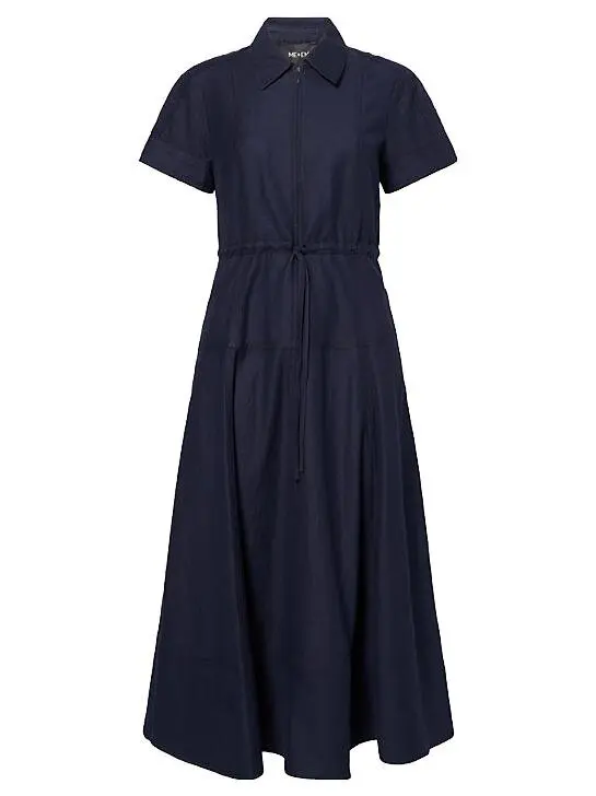 ME+EM Fit And Flare Woven Midi Dress - Navy
