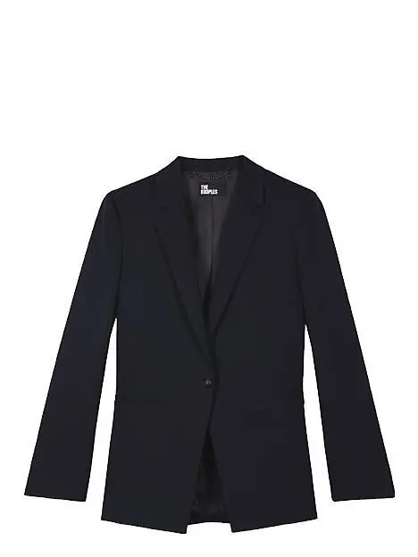 The Kooples Single-breasted Notch-lapel Woven Blazer - Dark Navy