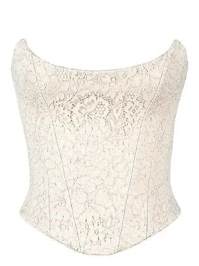 House Of Cb Larra Strapless Lace Corset Top - Ivory