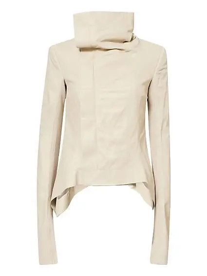 Rick Owens Naska Asymmetric-hem Leather Jacket - Sand