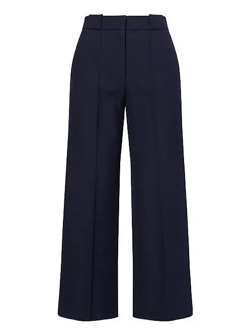 ME+EM Straight-leg Cropped Cotton Trousers - Navy