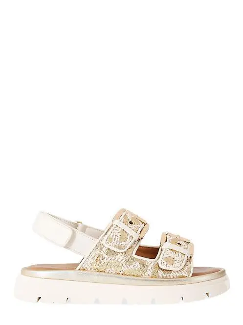 Carvela Pavilion Raffia Sandals - Gold Comb