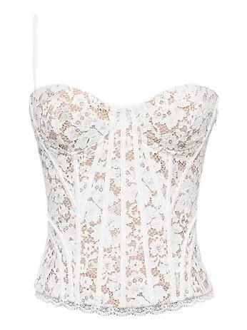 House Of Cb Rania Floral Lace Corset Top - White