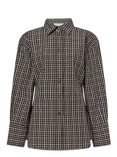 ROHE FRAMES Cinched Checked Cotton Shirt - Black Brown Check