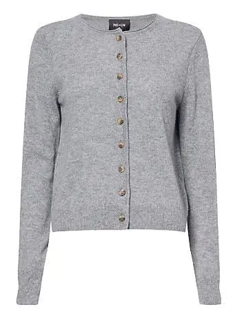 ME+EM Round-neck Cashmere Cardigan - Grey Marl
