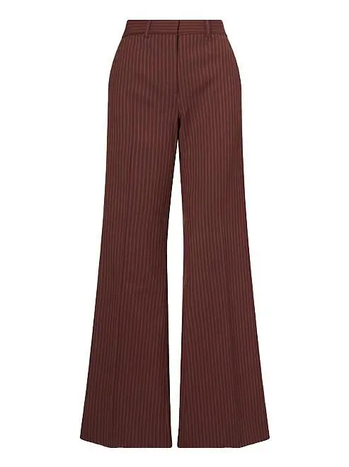 ME+EM Pinstripe Kick Flare-leg Woven Trousers - Cinnamon Brown