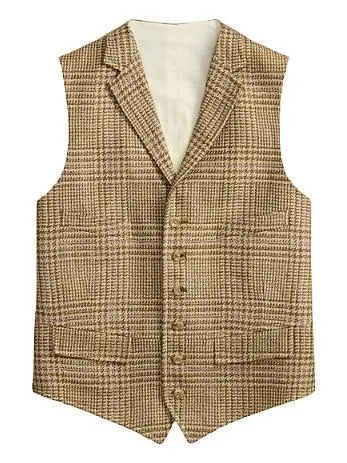 Polo Ralph Lauren Checked Linen, Silk And Wool Vest - Tan/brown Lavender
