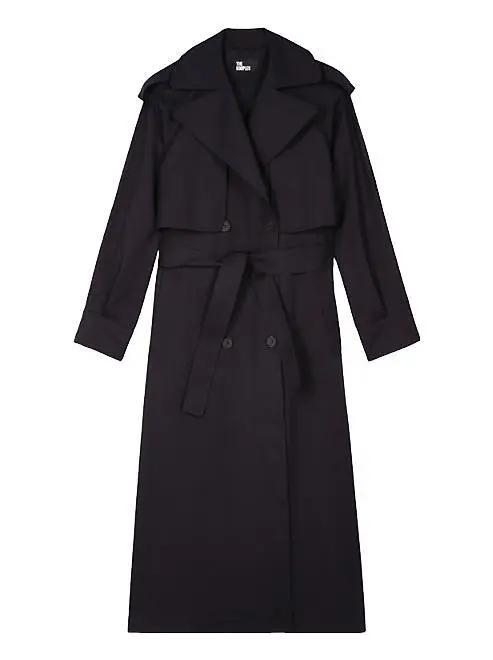 The Kooples Tie-waist Woven Trench Coat - Navy