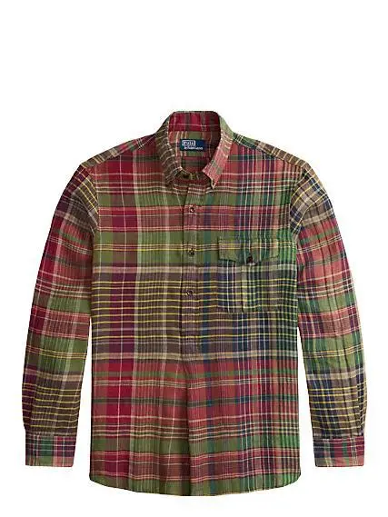 Polo Ralph Lauren Checked Regular-fit Linen Shirt - Su58 Olive Wine