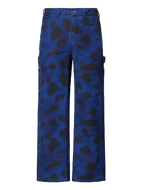 A BATHING APE Solid 1st Camo Printed Denim Jeans - Navy