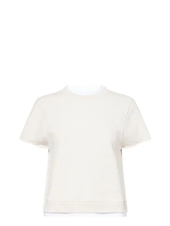 ME+EM Double-layer Short-sleeve Cotton Sweatshirt - Oatmeal Melange/soft