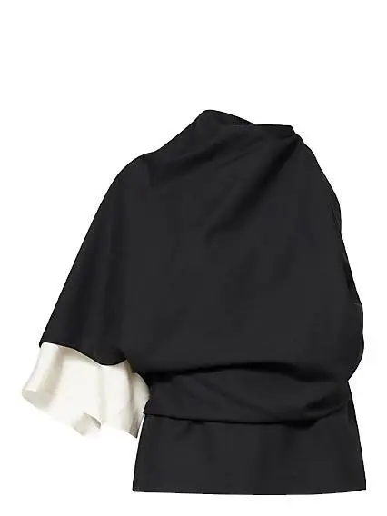 ROHE FRAMES Draped Open-back Wool-blend Top - Black