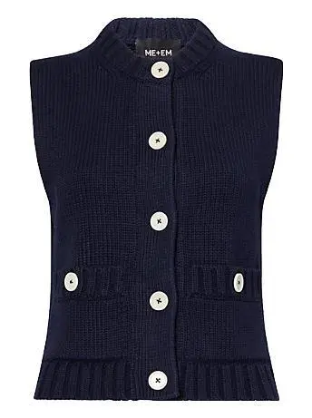 ME+EM Sleeveless Knitted Organic Cotton Vest - Navy