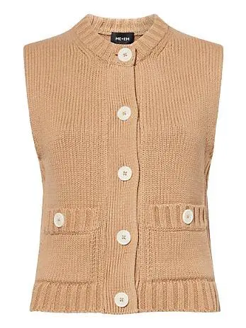 ME+EM Sleeveless Knitted Organic Cotton Vest - Tan