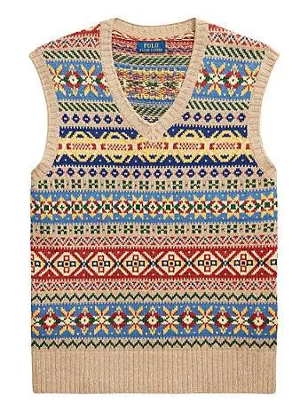 Polo Ralph Lauren Fair Isle Cotton And Linen Jumper - Tan Combo