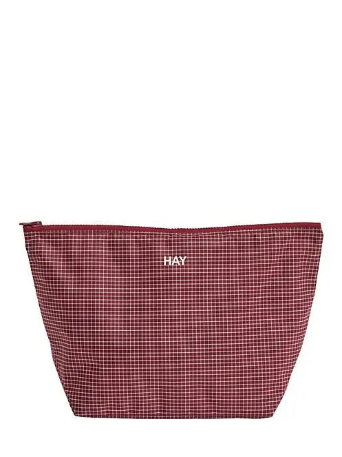 HAY Grid Medium Woven Wash Bag - Burgundy