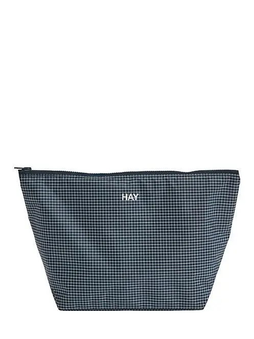 HAY Grid Medium Woven Wash Bag - Dark Blue
