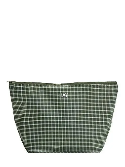 HAY Grid Medium Woven Wash Bag - Dark Green