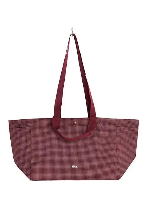 HAY Grid Everyday Mini Woven Tote Bag - Burgundy