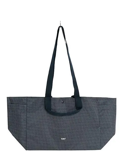HAY Grid Everyday Mini Woven Tote Bag - Dark Blue