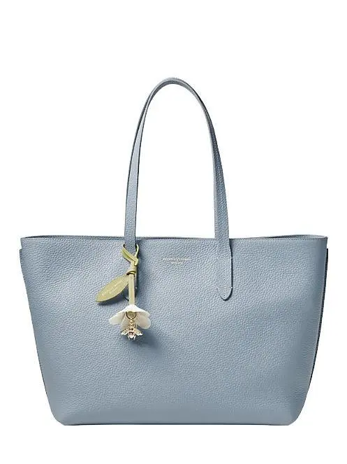 ASPINAL OF LONDON Zipped East West Leather Tote - Skyblue