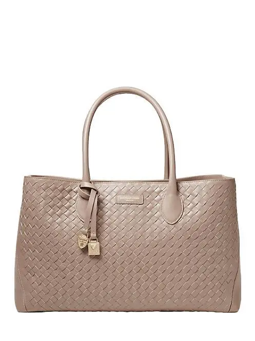 ASPINAL OF LONDON London Woven Leather Tote Bag - Moleskin