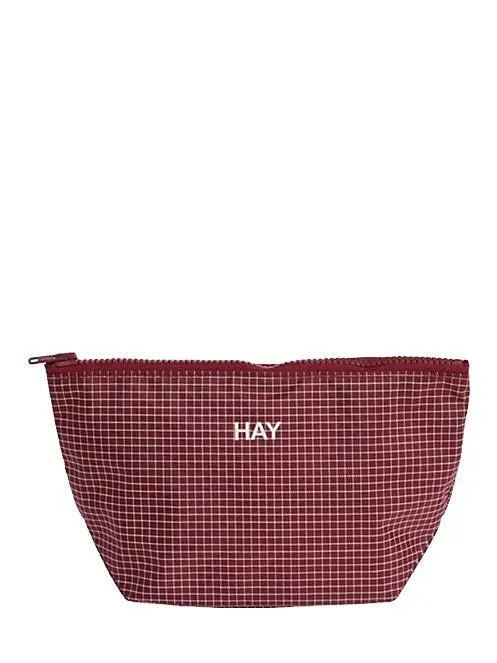 HAY Grid Small Woven Pouch - Burgundy