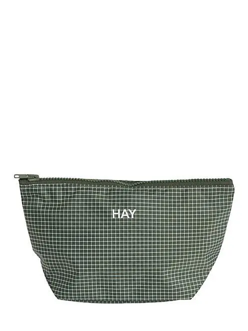 HAY Grid Small Woven Pouch - Dark Green