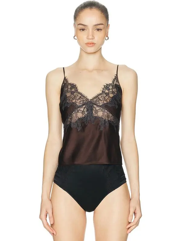 SKIMS Silk Lace Cami Top - Espresso Contrast