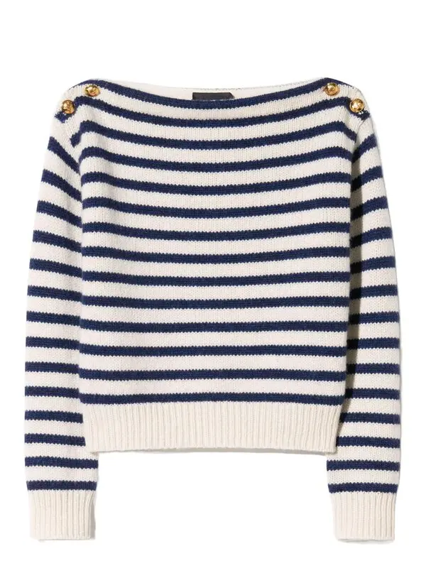NILI LOTAN Tandy Cashmere Sweater - Ivory/marine Stripe