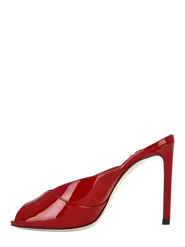 JIMMY CHOO Brigitte 100 Patent Leather Mule - Ruby Red