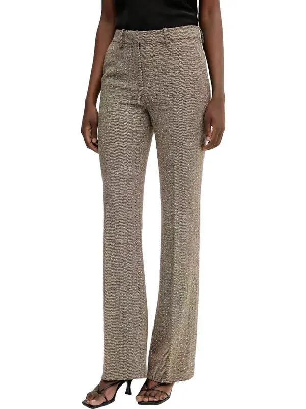 ERMANNO FIRENZE Herringbone Trousers - Brown