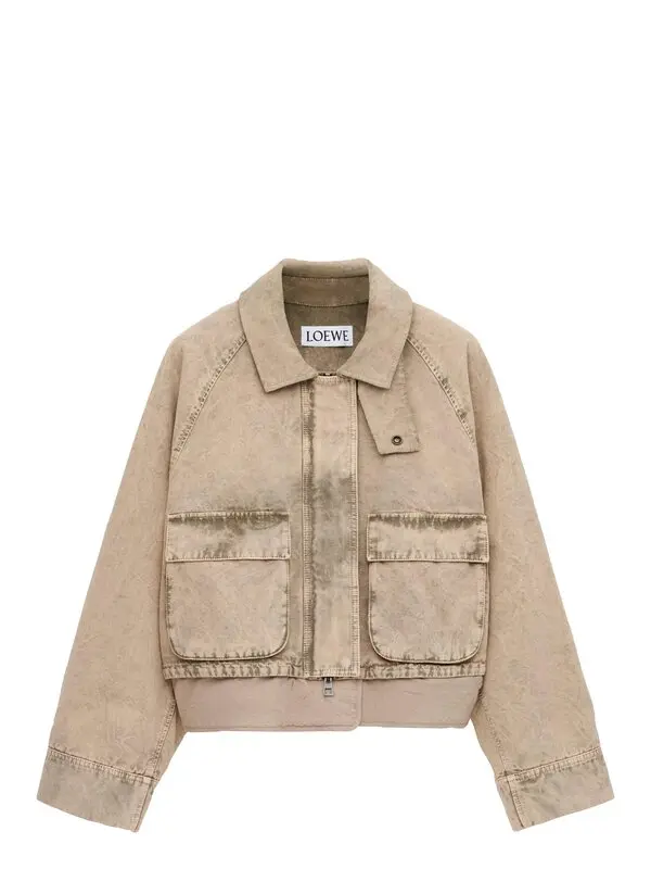 Loewe Distressed Denim Jacket - Beige