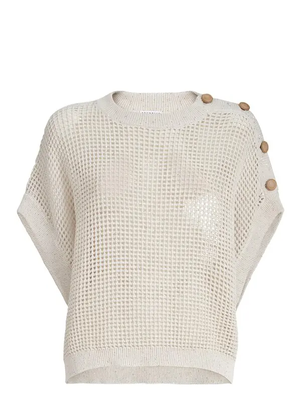 Brunello Cucinelli Cotton-blend Net Top - Beige