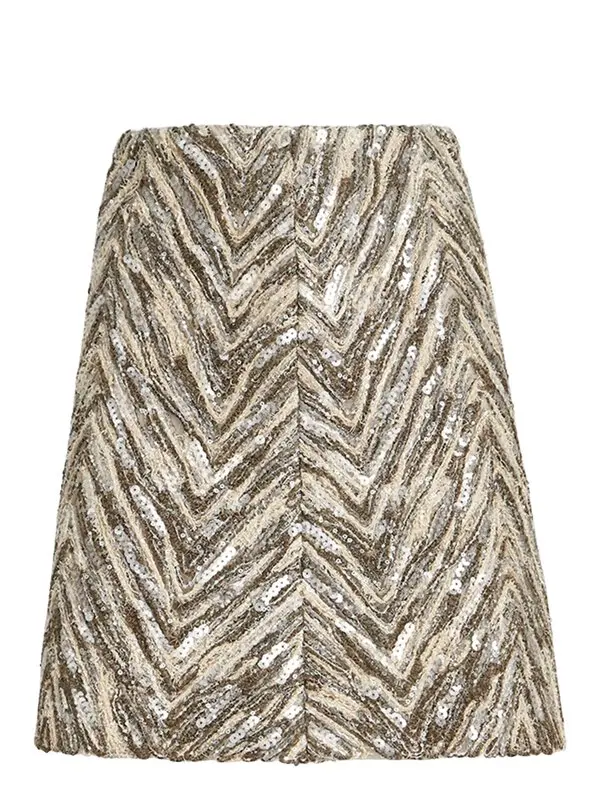 Brunello Cucinelli Sequin Embellished Mini Skirt - Beige