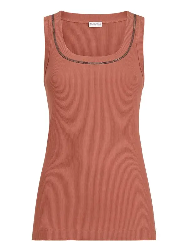 Brunello Cucinelli Stretch-cotton Ribbed Tank Top - Red
