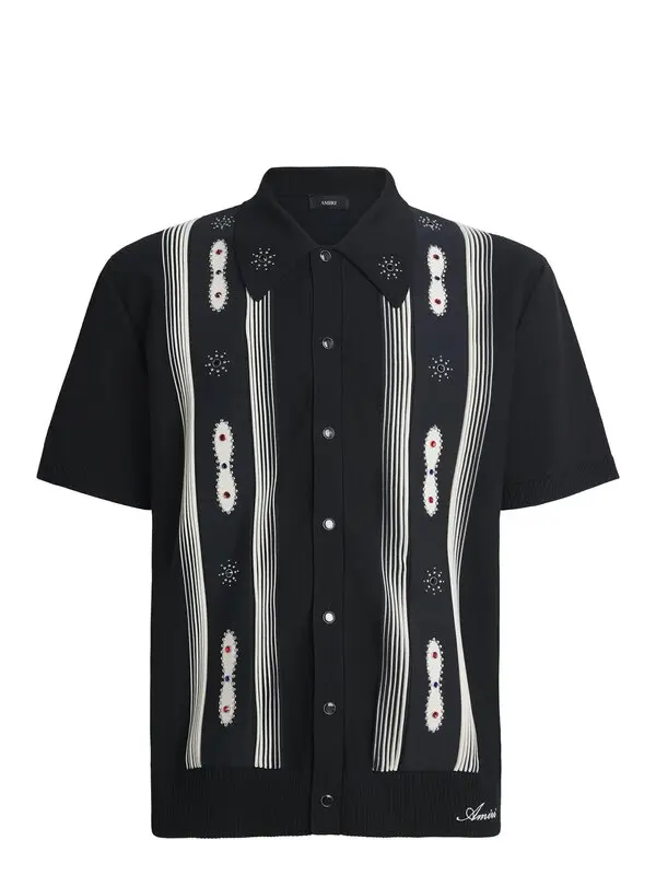 Amiri Wool-blend Stud Stripe Shirt - Black