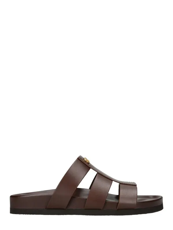 Valentino Garavani Leather Studshield Slides - Brown