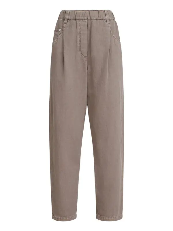 Brunello Cucinelli Cotton-linen Straight Trousers - Brown