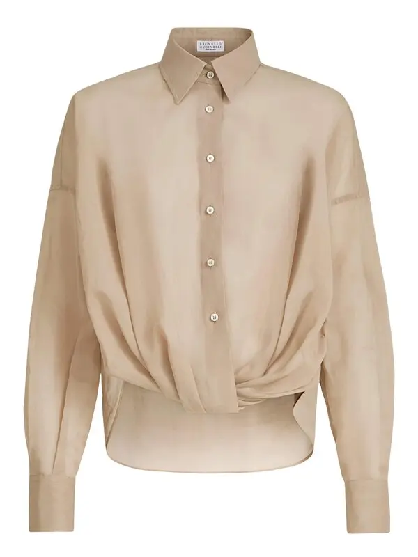 Brunello Cucinelli Cotton Organza Shirt - Brown